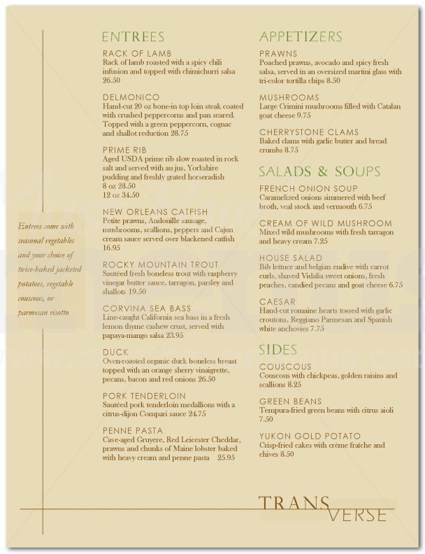 Simple Fine Dining Menu Page 1