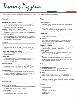 Pizza Shop Menu | Pizza Menus