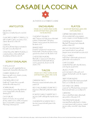 Authentic Mexican Restaurant Menu | Mexican Menus