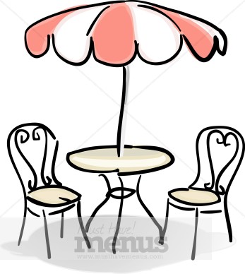 Cafe Table with Red and White Umbrella Clipart | Cafe Clipart | Desk ...