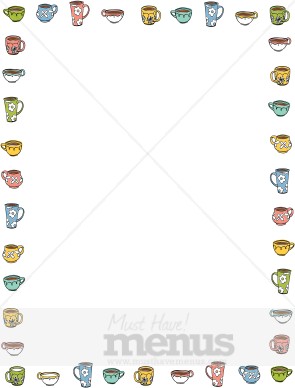 Colorful Coffee Cup Border | Menu Borders