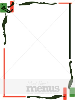 Ornate Peppers Border Red and Green | Food Menu Borders