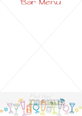 Cocktail Bar Menu Border | Food Menu Borders