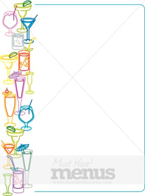 Cocktails Sidebar Border | Bar Clipart