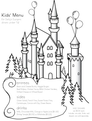 Menu Coloring Sheet Coloring Pages