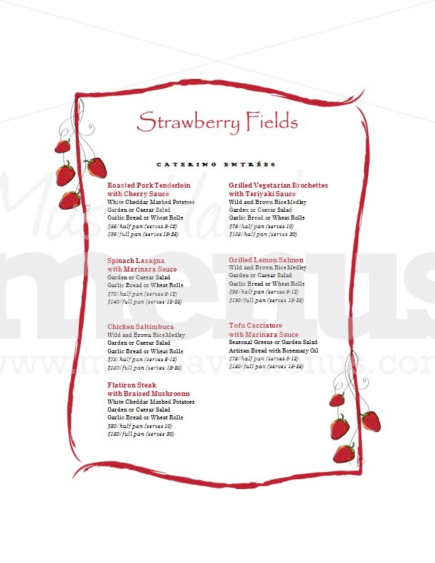 Wedding Catering Package Menu | Page 1