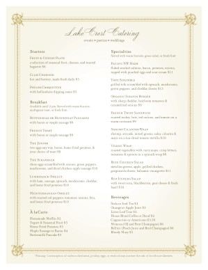 Breakfast Catering menu | Breakfast Catering Menus