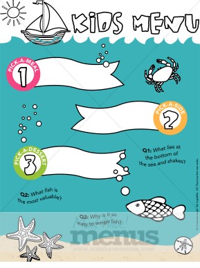 Kids Undersea Ocean Menu | Kids Menu Background