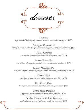 Customize French Dessert Menu