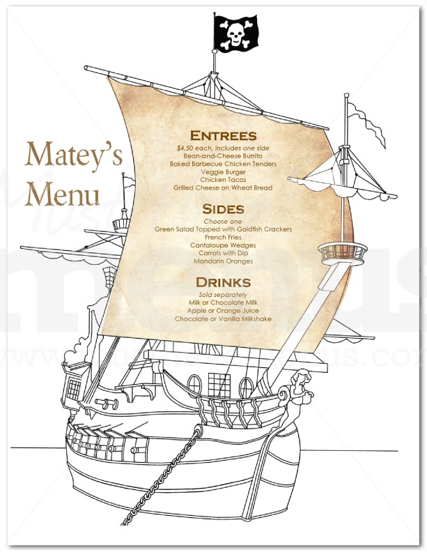 Printable Kids Menu Coloring