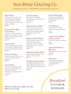 Catering Breakfast Platter Menu | Breakfast Catering Menus