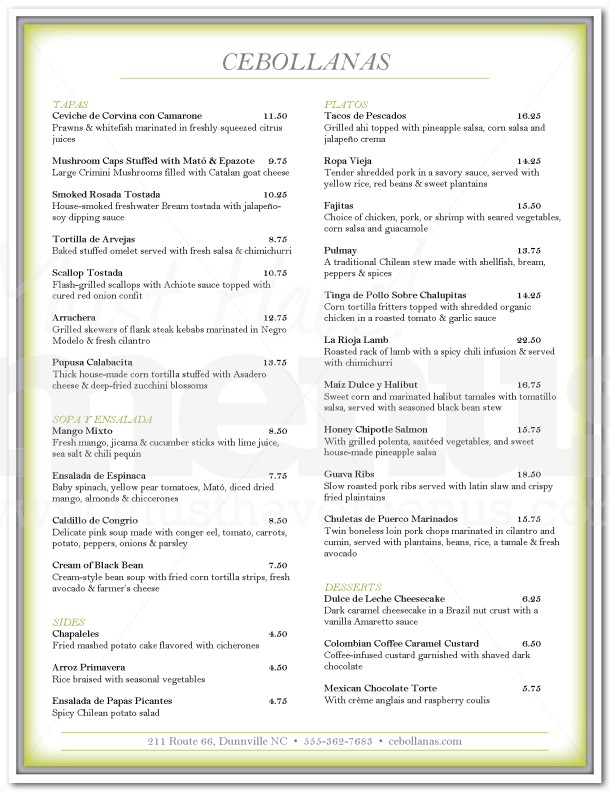 Cuban Menu | Page 1