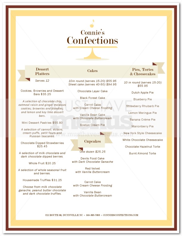 Dessert Catering Menu | Page 1