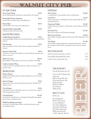 Pub Grub Menu | Pub Food Menus