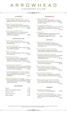 Customize Country Club Banquet Menu