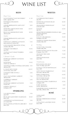 Customize Fine Dining Wine List Long