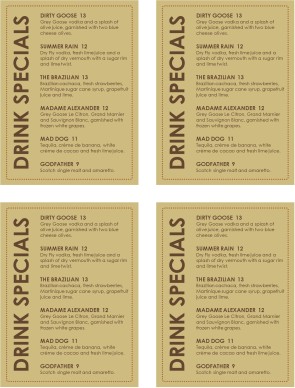 Pool Bar Mini Menu | Template Archive