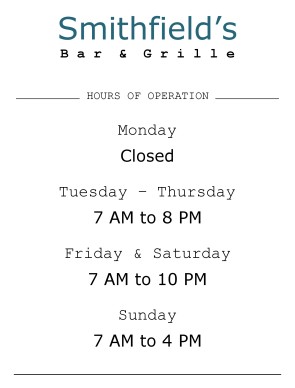 Restaurant Hours Sign | Restaurant Flyer