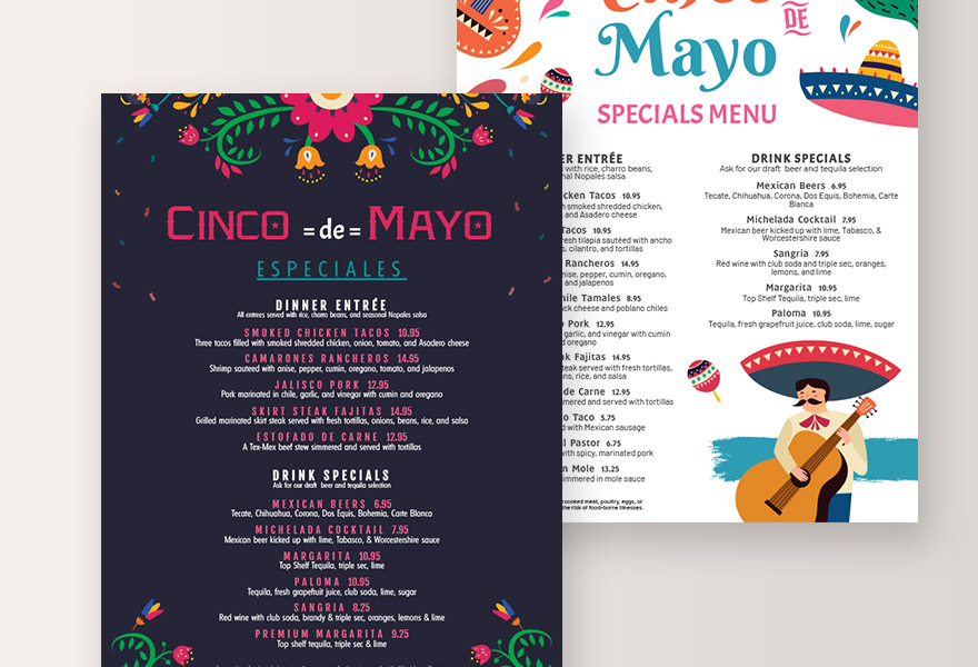 Cinco De Mayo Menu Templates - MustHaveMenus