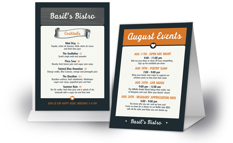 Table Tents for Restaurants - MustHaveMenus