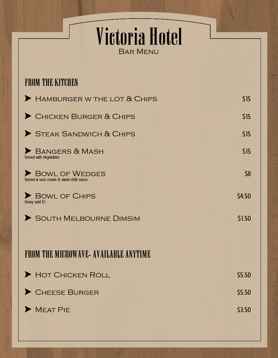 Bar Menu
