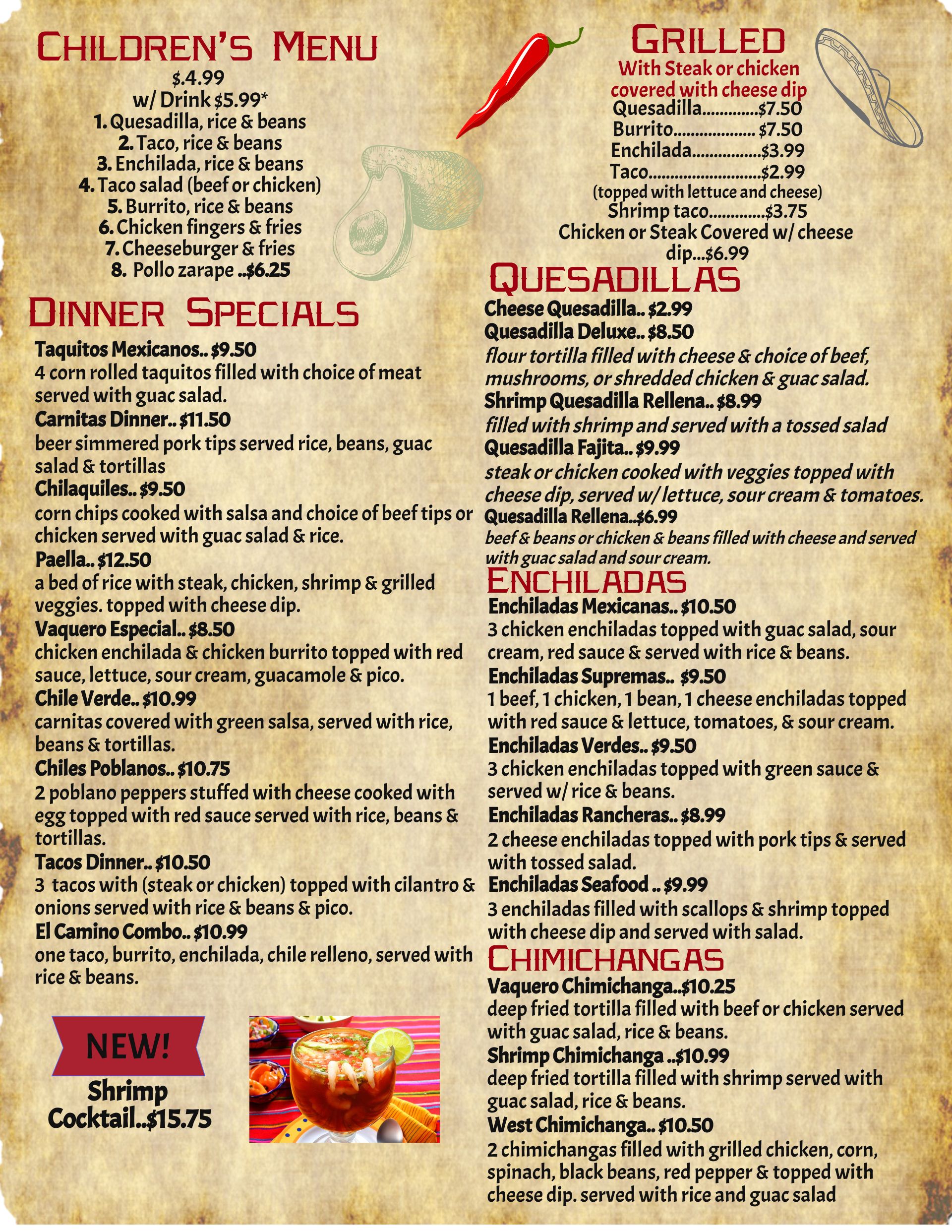Tex Mex Menu (2)