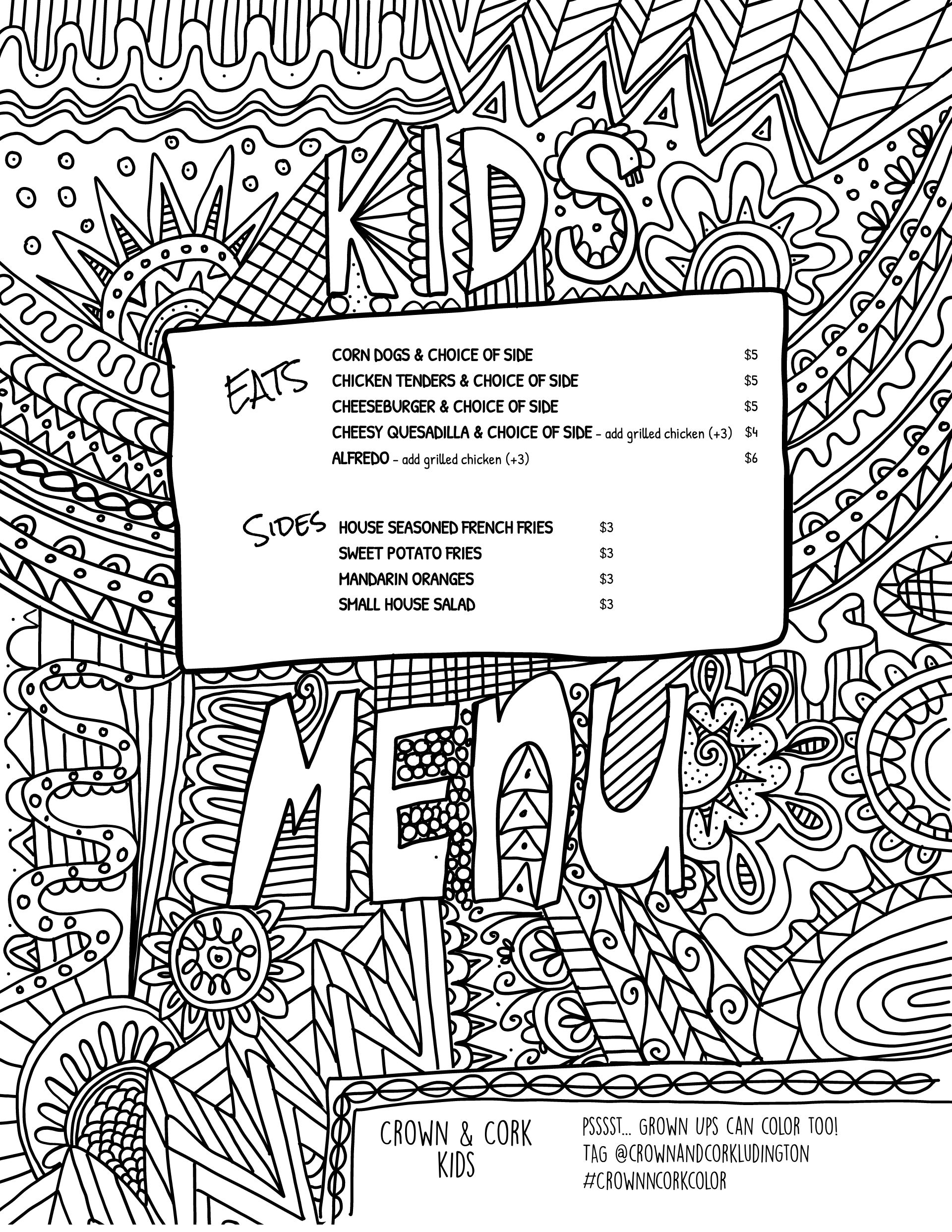 Kids Coloring Menu