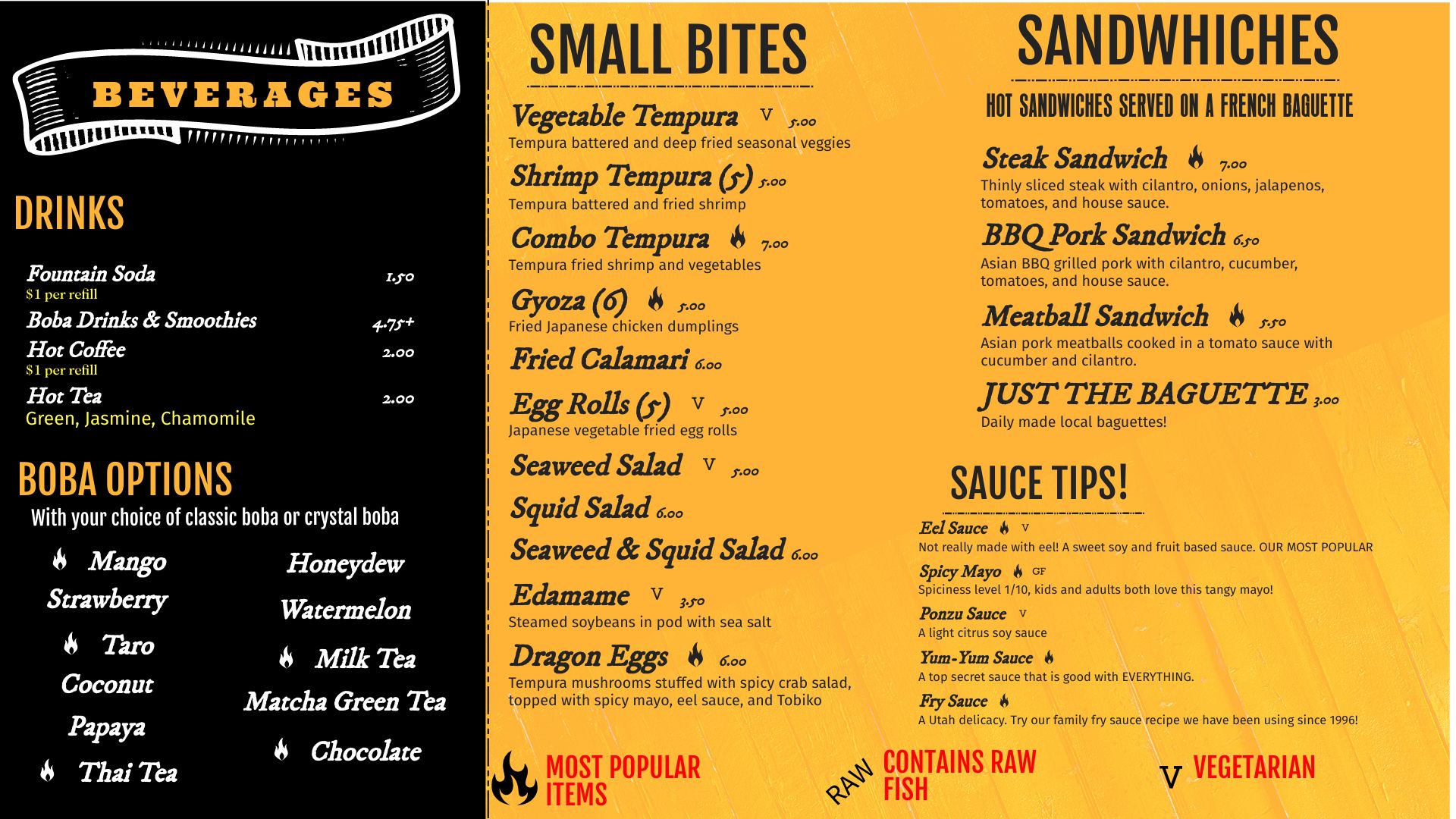 Bar Dining Digital Menu Board